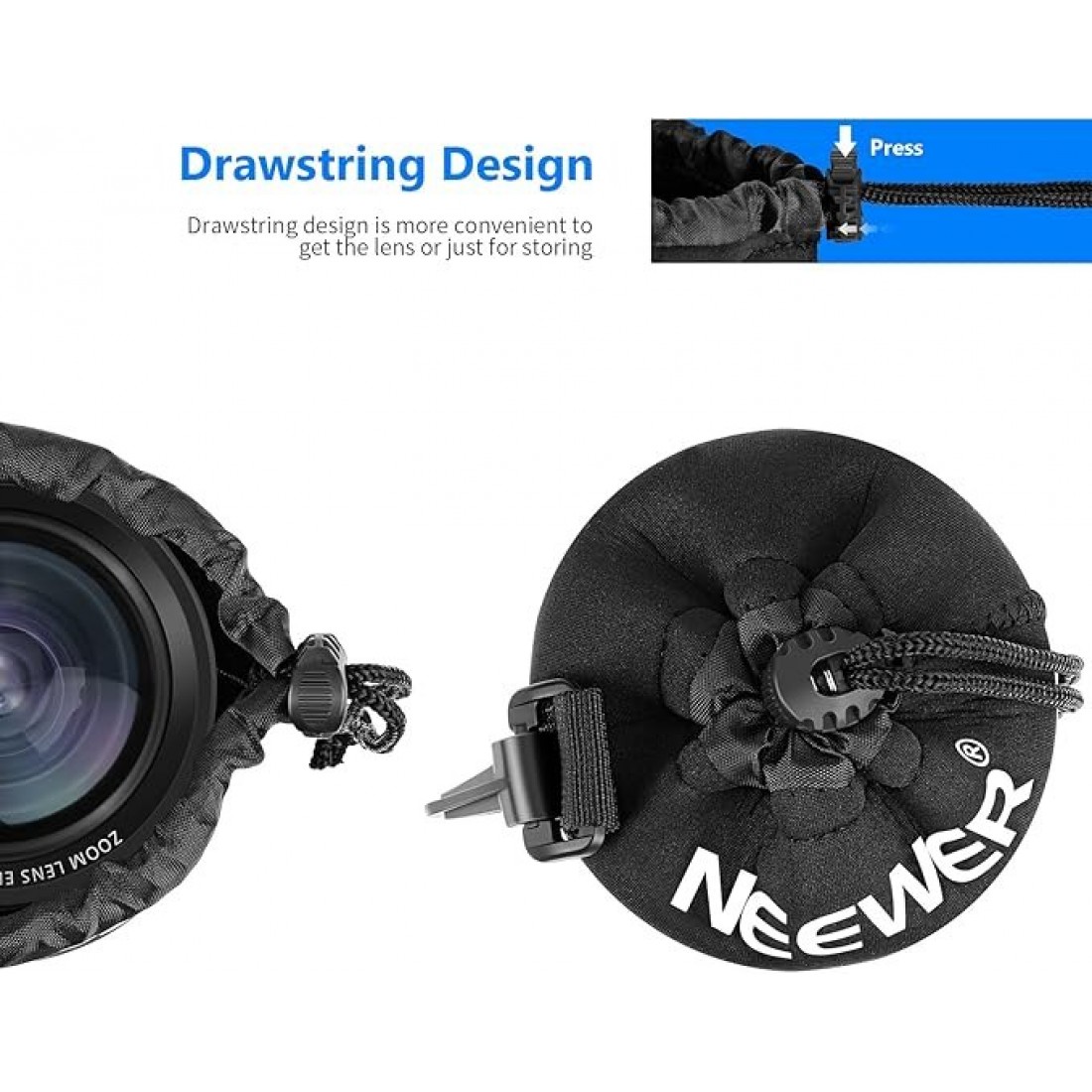 NEEWER 4 Pack Camera Lens Bag - Black